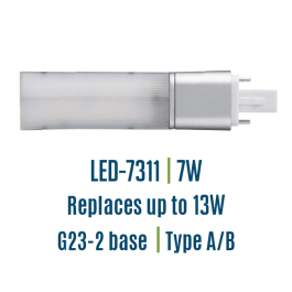 Light Efficient Design LED-7311-27K-G3 "7W G23-2 RETROFIT, HORIZONTAL ...